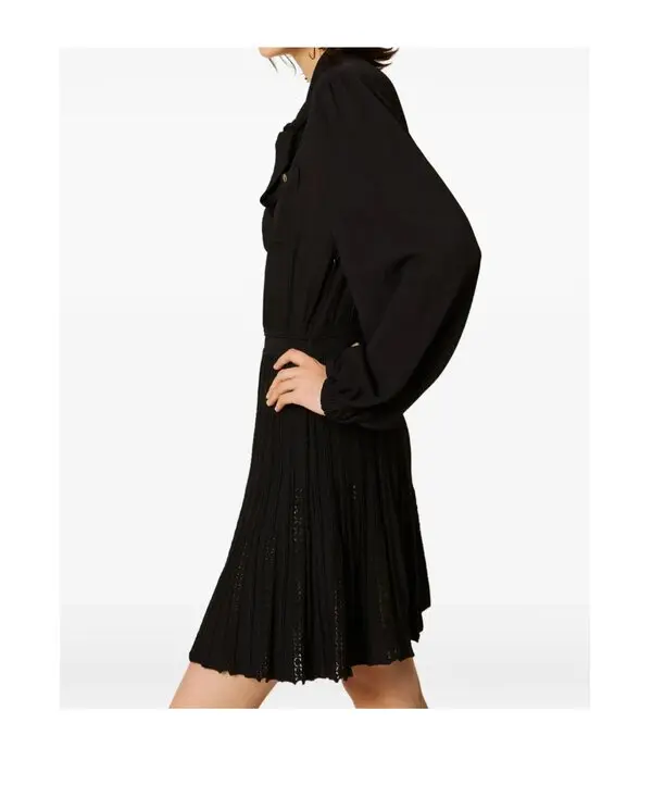 TWINSET Dress With Knitted Skirt And Bow Neckline