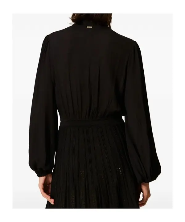 TWINSET Dress With Knitted Skirt And Bow Neckline