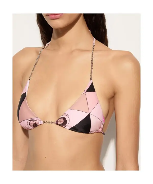 Emilio Pucci Occhi Chain Triangle Bikini Top