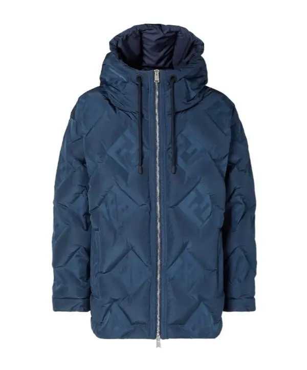 Fendi Ff Technical Fabric Down Jacket - Dark Blue