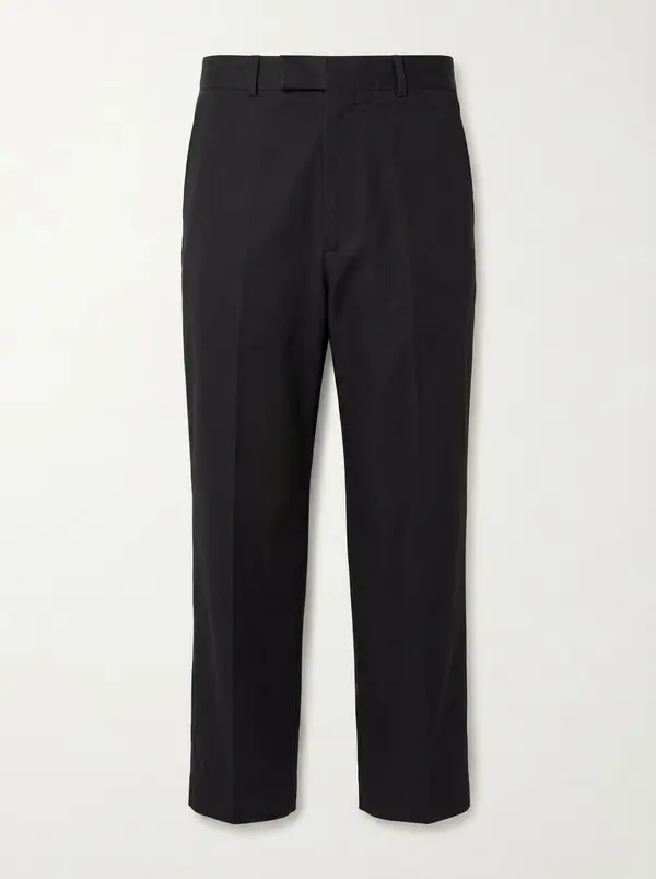 Gucci Straight Leg Cropped Poplin Chino Trousers - Black
