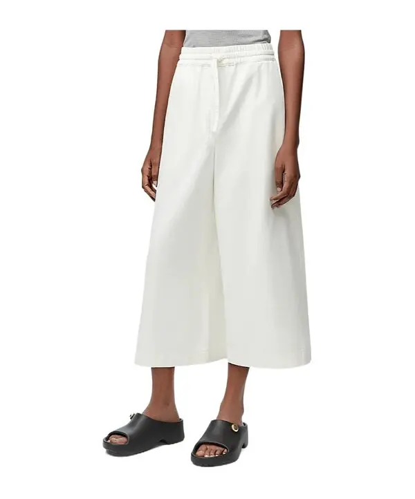 Loewe Cropped Trousers In Denim - White
