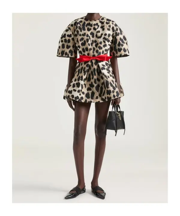 Givenchy Cocoon Mini Dress In Leopard Jacquard