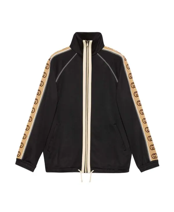Gucci Gg Print Trim Zipped Jacket