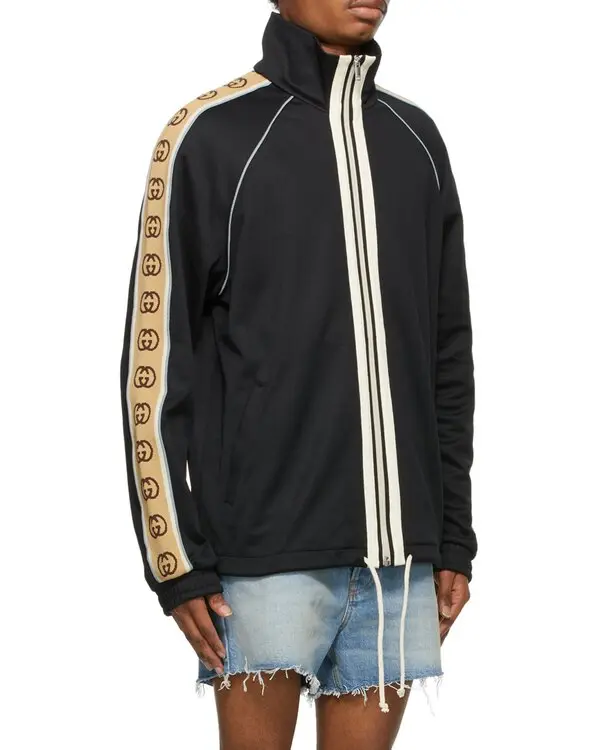 Gucci Gg Print Trim Zipped Jacket