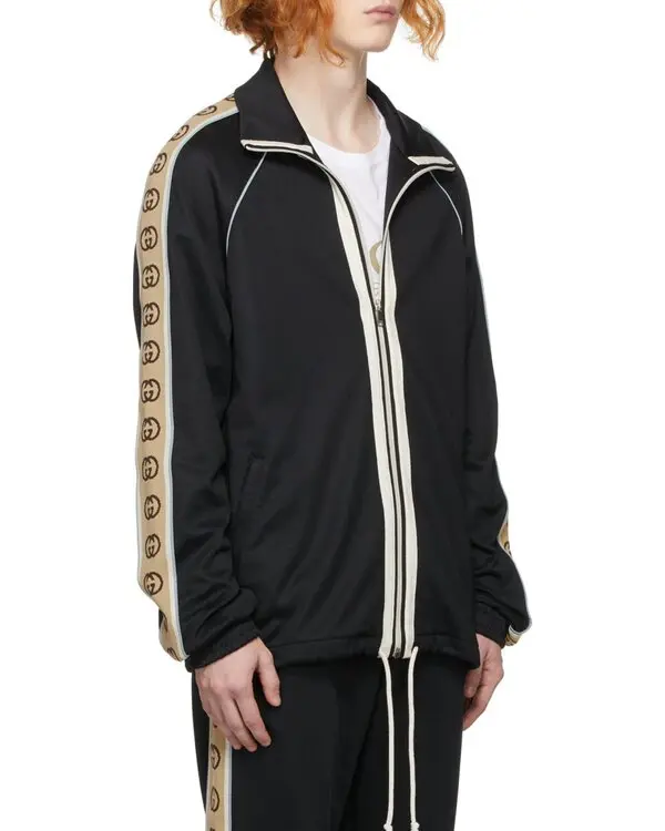 Gucci Gg Print Trim Zipped Jacket