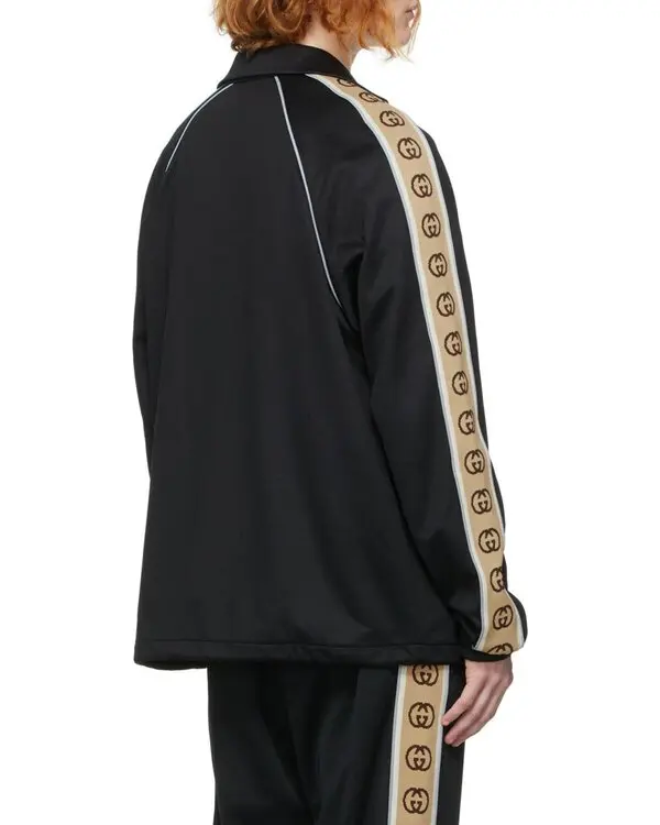 Gucci Gg Print Trim Zipped Jacket