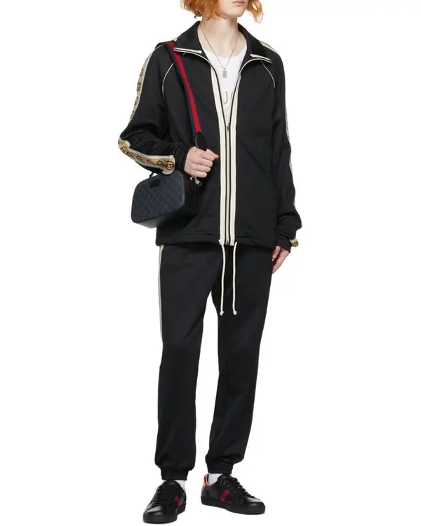Gucci Gg Print Trim Zipped Jacket