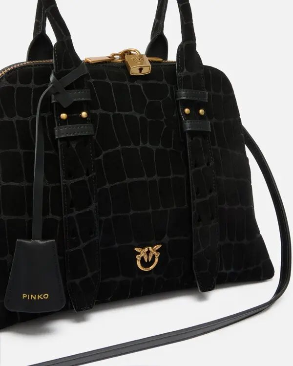 Pinko Escape Bag Small Handbag In Crocodile-print Leather