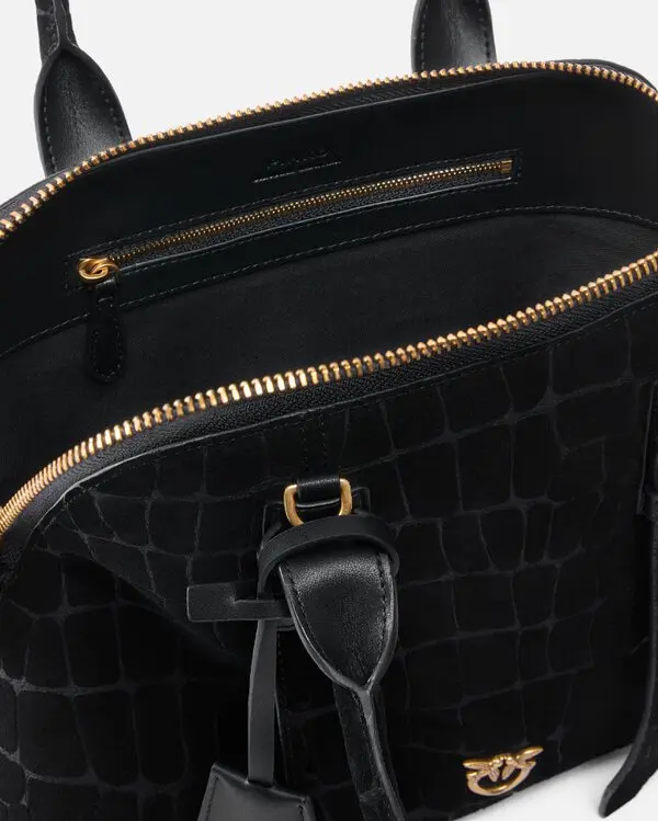 Pinko Escape Bag Small Handbag In Crocodile-print Leather