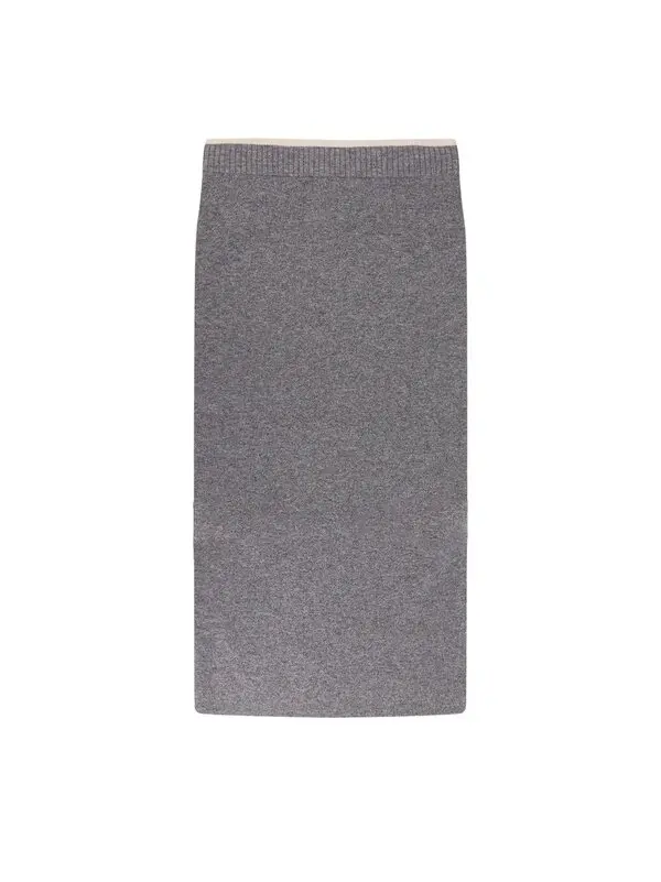 Pinko Nuova Guinea Logo Patch Knitted Midi Skirt - Gray