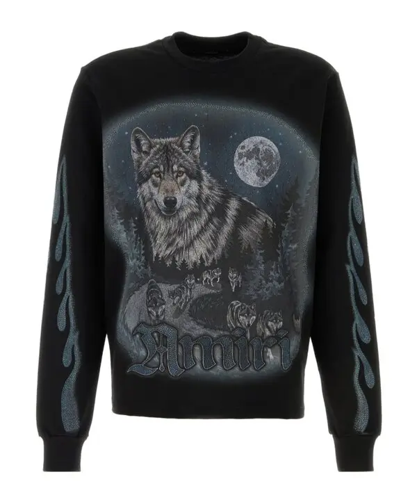 Amiri Wolf Moon Printed Long-sleeved T-shirt - Black