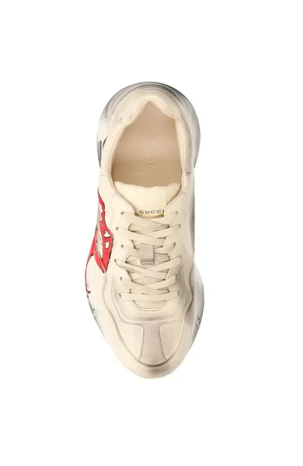 Gucci Rhyton Sneakers With Lip Print - Nude