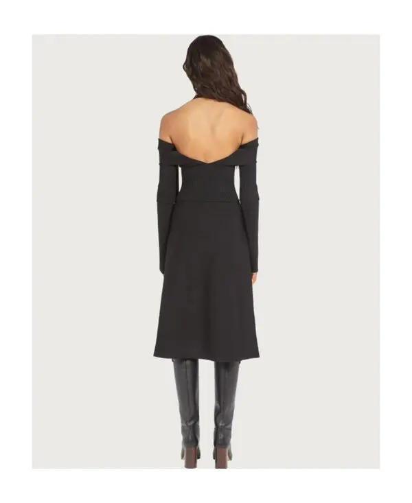 FERRAGAMO Off-shoulder Long-sleeved Midi Dress
