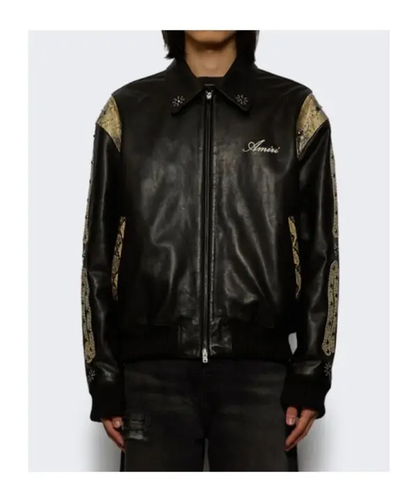 Amiri Printed Zip-up Leather Jacket
