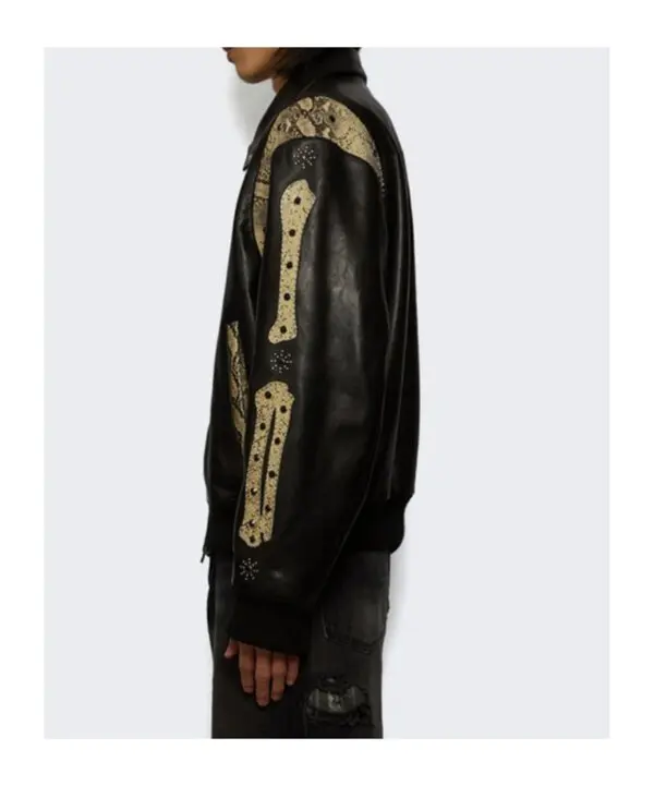 Amiri Printed Zip-up Leather Jacket