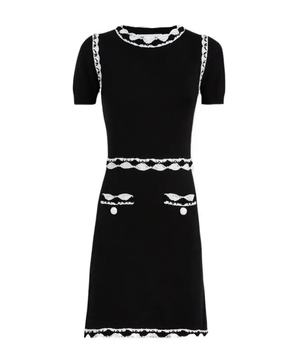 Moschino Lace Trim Knit Dress - Black