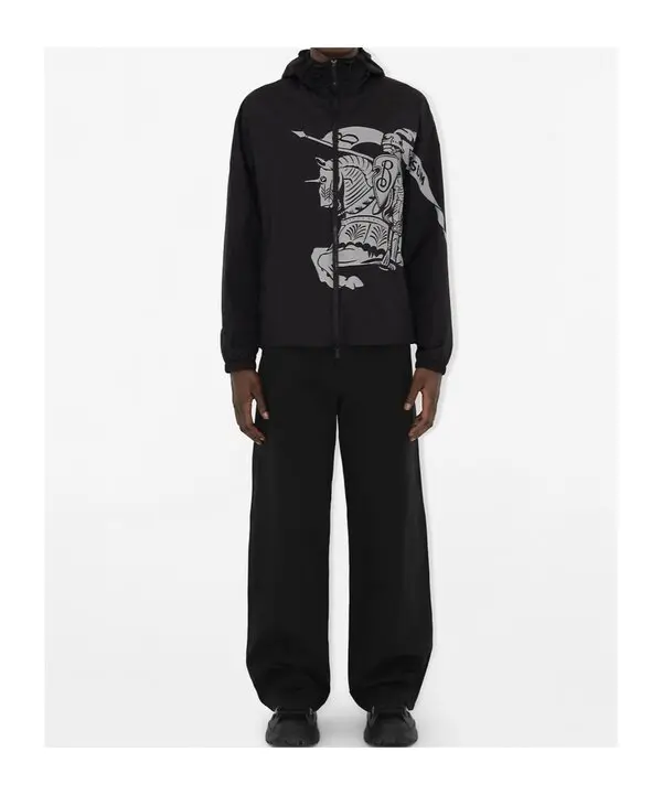 Burberry Zip-up Hooded Jacket With Equestrian Knight Print