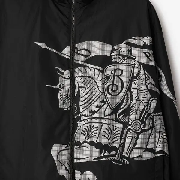 Burberry Zip-up Hooded Jacket With Equestrian Knight Print