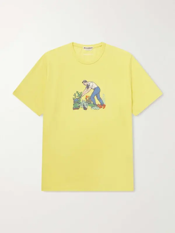 JW Anderson Gardener Embroidered Cotton-jersey T-shirt - Yellow