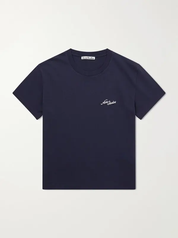 Acne Studios Logo-embroidered Cotton-jersey T-shirt - Blue