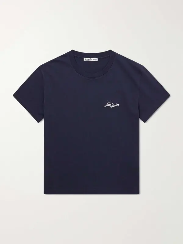 Acne Studios Logo-embroidered Cotton-jersey T-shirt - Navy