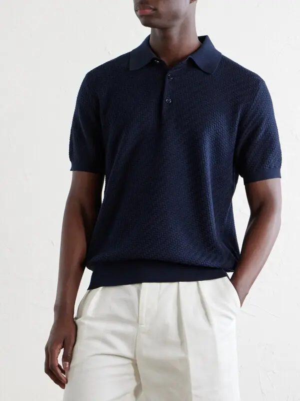 Brioni Cotton, Silk And Cashmere-blend Polo Shirt