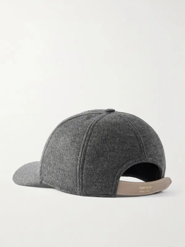 TOM FORD Leather-trimmed Logo-embroidered Cashmere Baseball Cap