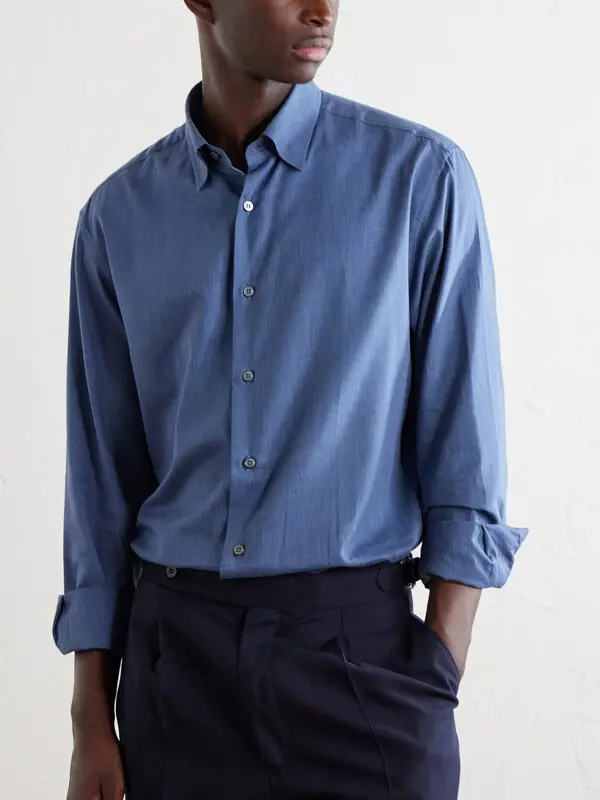 Brioni Cotton-poplin Shirt - Blue