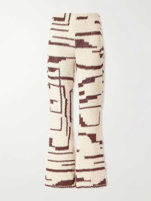 Alix Of Bohemia Farah Crocheted Cotton Flared Pants