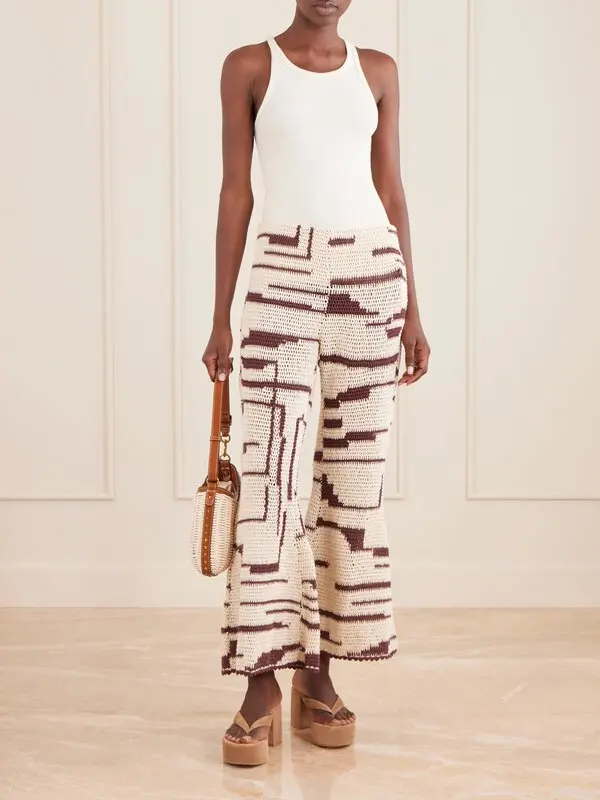 Alix Of Bohemia Farah Crocheted Cotton Flared Pants