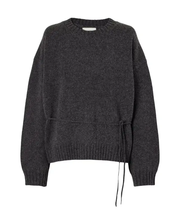 ST. AGNI Belted Merino Wool Sweatshirt