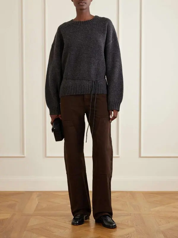 ST. AGNI Belted Merino Wool Sweatshirt