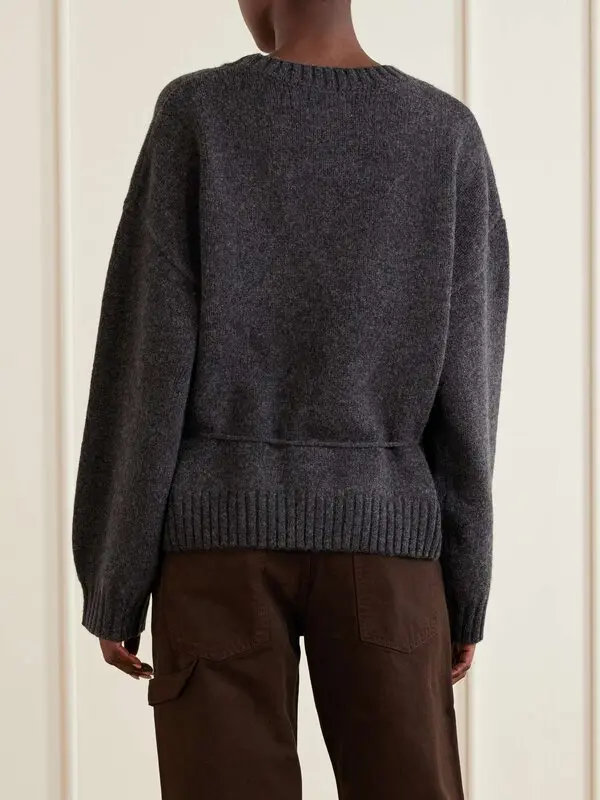 ST. AGNI Belted Merino Wool Sweatshirt