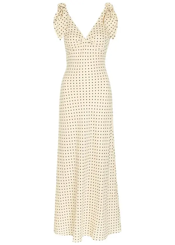 Faithfull The Brand Solana Polka Dot Linen Maxi Dress - Cream