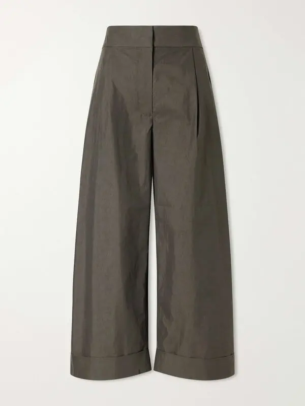 Proenza Schouler White Label Talla Cotton-blend Wide-leg Pants - Dark Green