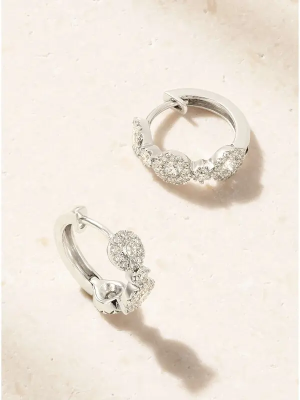 DAVID MORRIS Triolette 18-karat White Diamond Hoop Earrings - Gold