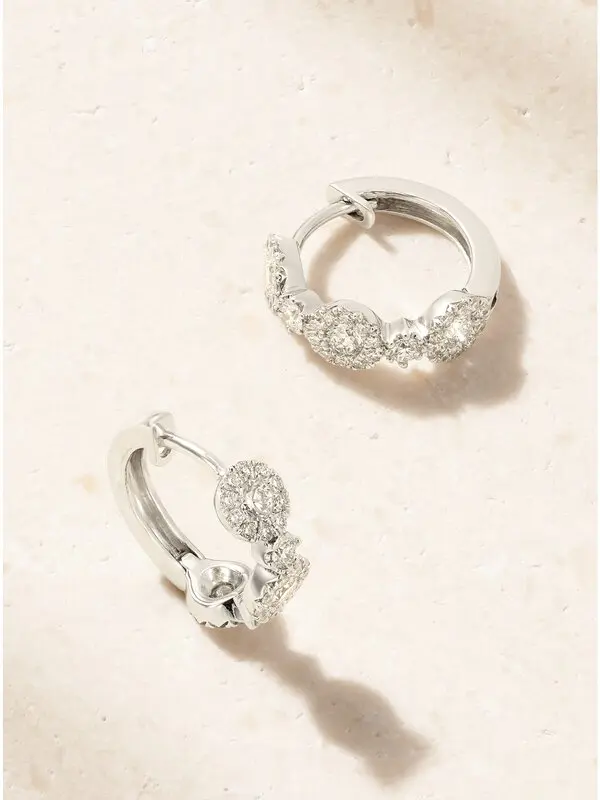 DAVID MORRIS 18-karat White Diamond Hoop Earrings - Gold