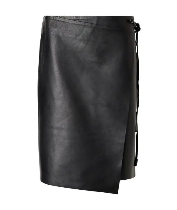 ST. AGNI Leather Wrap Mini Skirt - Black