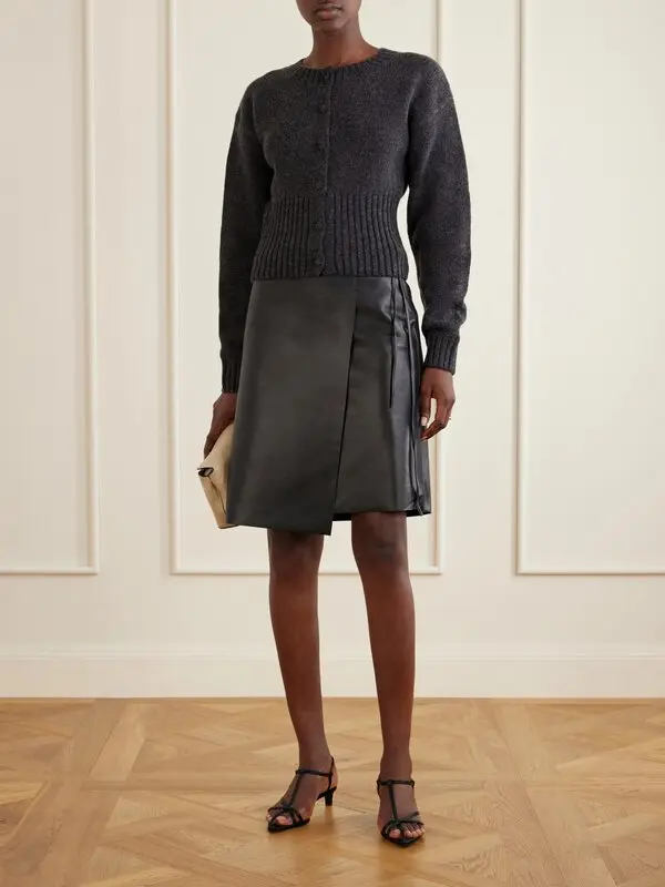 ST. AGNI Leather Wrap Mini Skirt