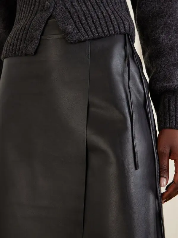 ST. AGNI Leather Wrap Mini Skirt