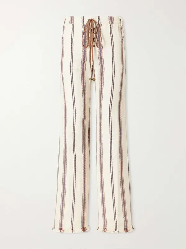 Alix Of Bohemia Cooper Striped Cotton And Linen-blend Wide-leg Pants - Beige