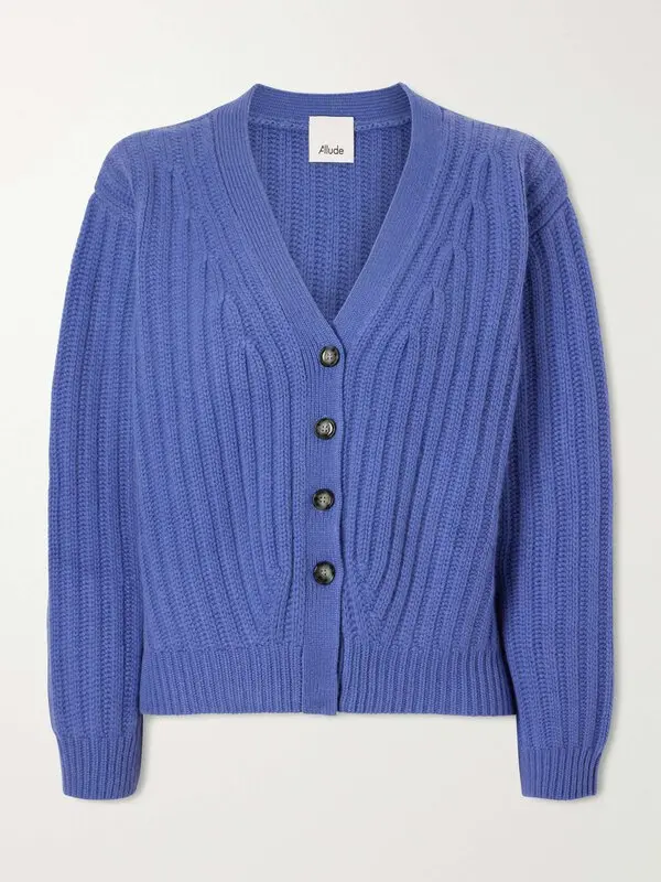 ALLUDE Ribbed Cashmere Cardigan