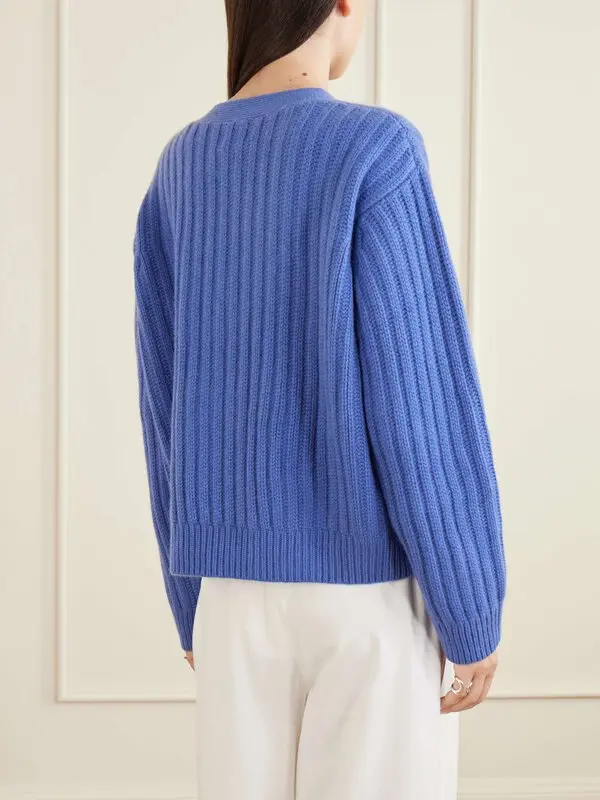 ALLUDE Ribbed Cashmere Cardigan