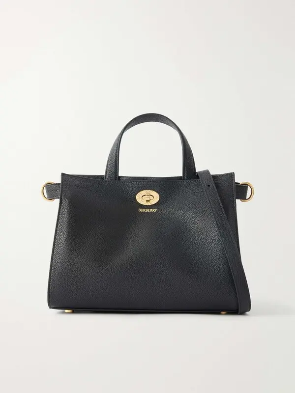 Burberry Cotswolds Mini Checked Canvas-trimmed Leather Tote - Black