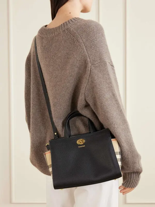 Burberry Cotswolds Mini Checked Canvas-trimmed Leather Tote