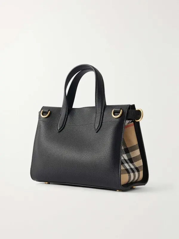 Burberry Cotswolds Mini Checked Canvas-trimmed Leather Tote