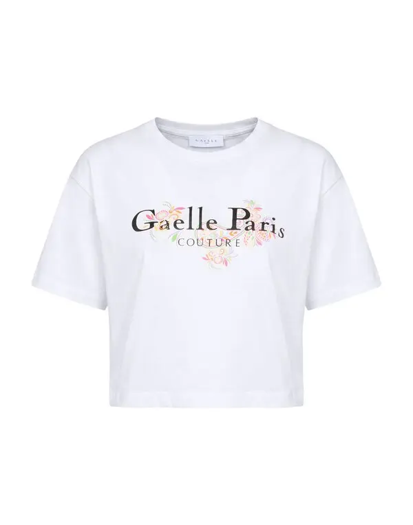 GAELLE PARIS Printed Cotton T-shirt - White