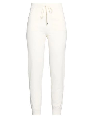 KANGRA Wool Knit Tapered Drawstring Waist Pants - Ivory