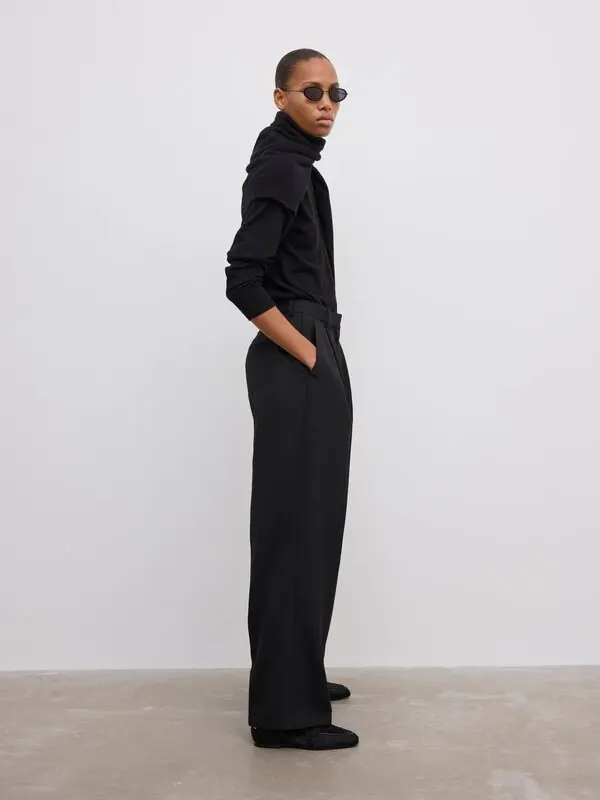 HOUSE OF DAGMAR Relaxed Wool Trousers With Elongated Pleat